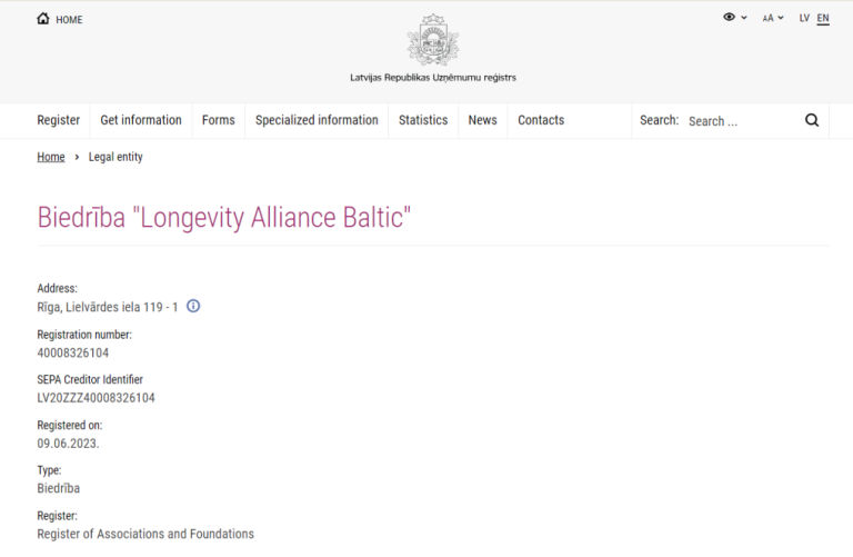 Registration – Longevity Baltics