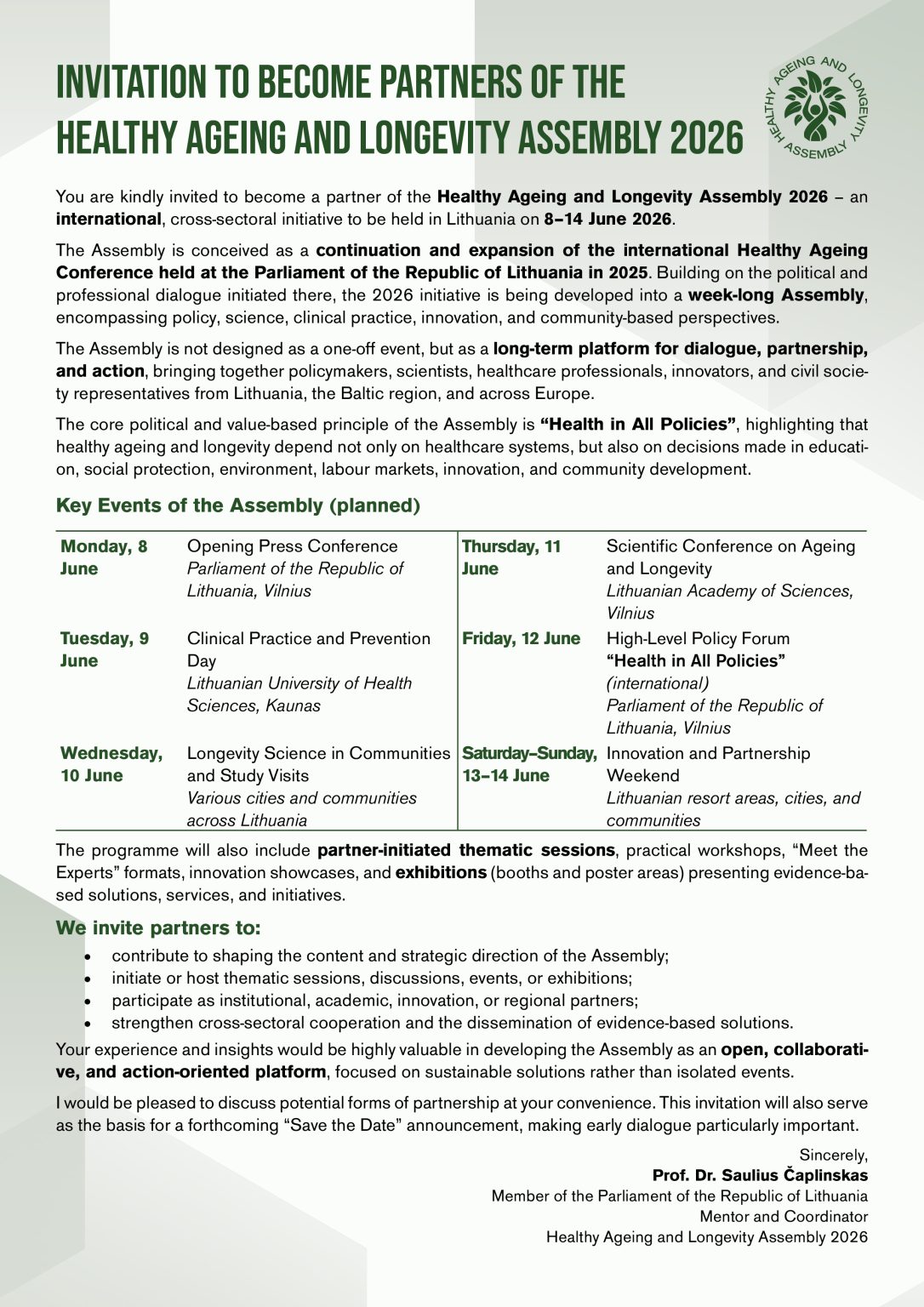 Healthy Ageing and Longevity Assembly 2026 – Longevity Baltics